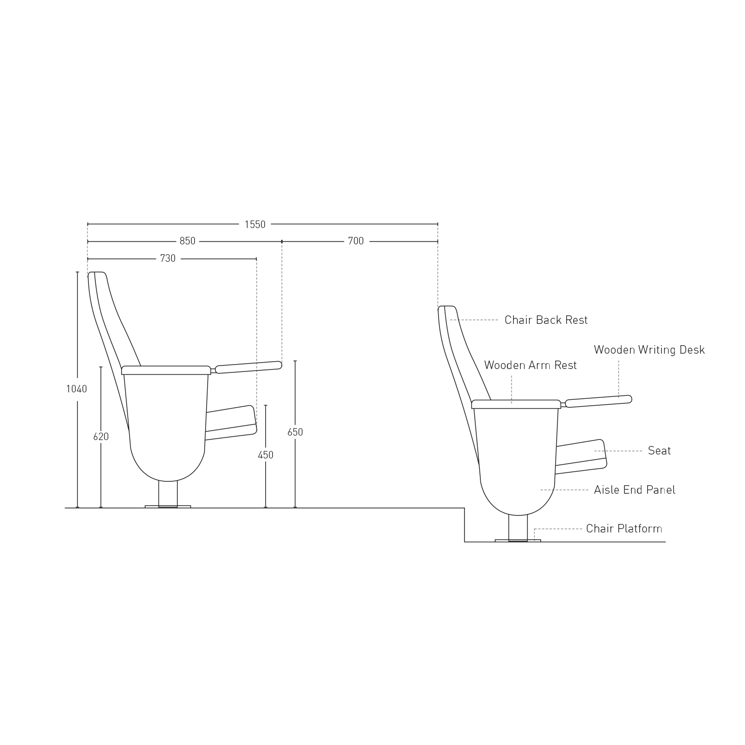 Ultima Auditorium Chair with Writing Desk - Featherlite Furniture