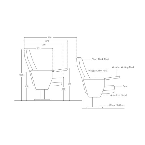 Venus Auditorium Chair with Writing Desk - Featherlite Furniture